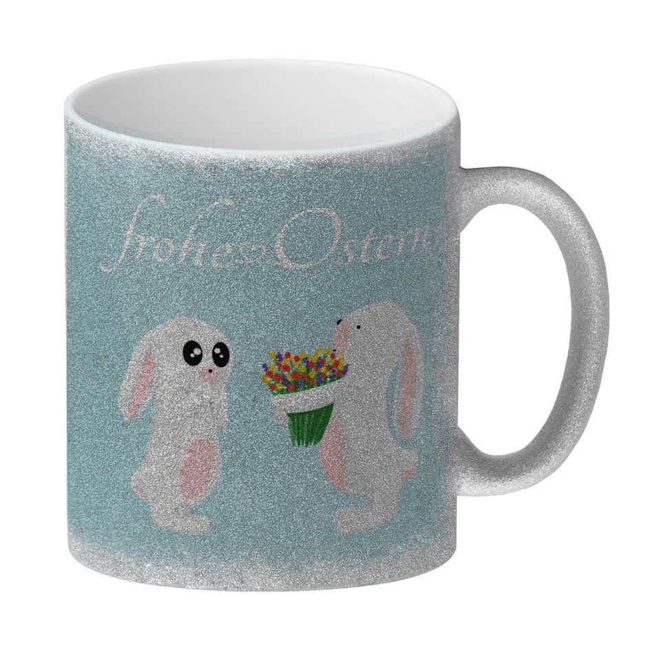 Speecheese Tasse Frohe Ostern Glitzer Kaffeebecher Mit Süßen Häschen