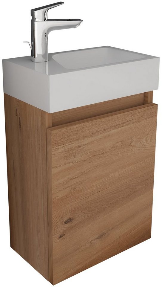 Alpenberger Badmöbel Set Bamboo Komplett Set 2 St Waschbecken Mit
