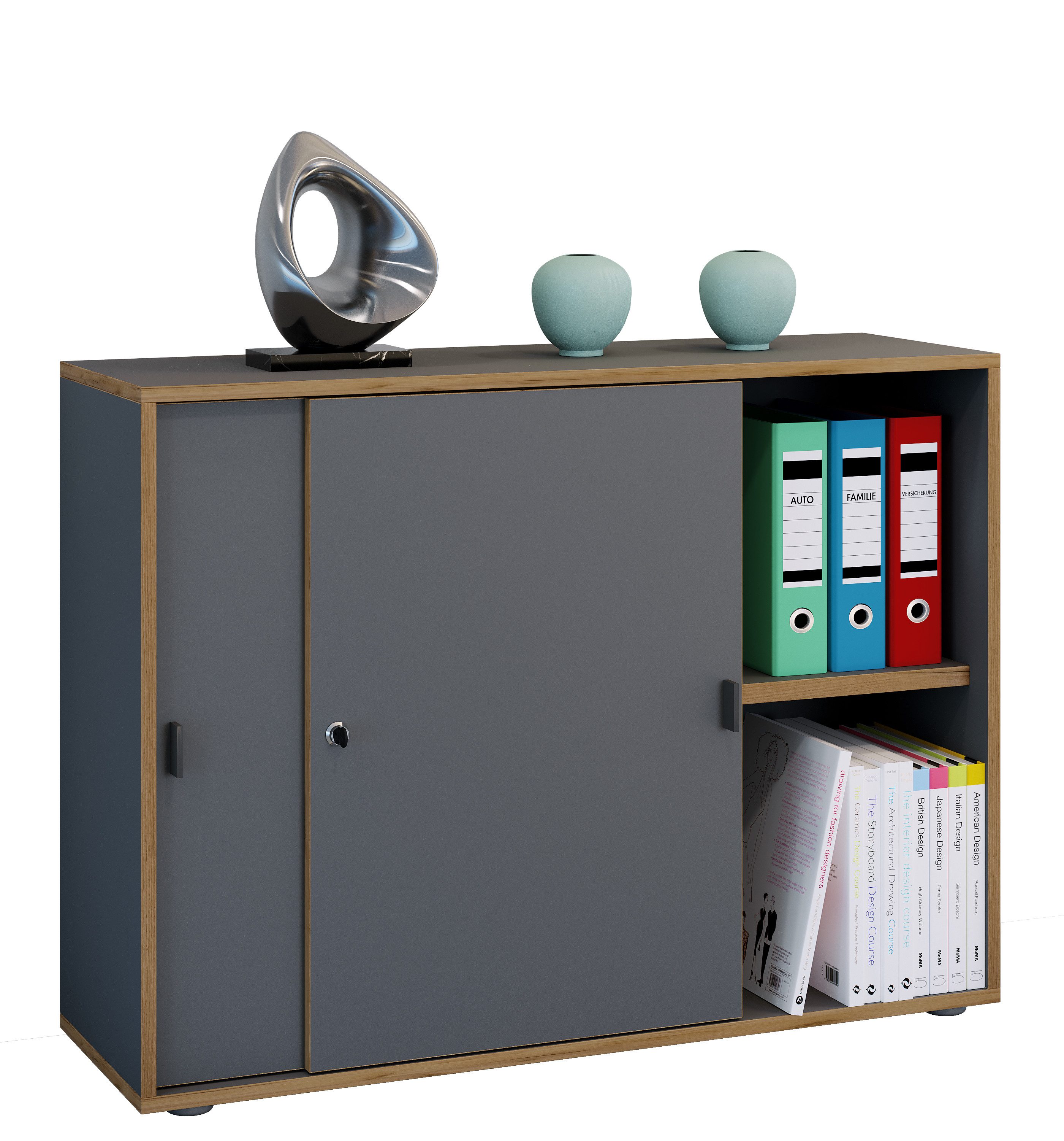VCM Aktenschrank Büroschrank Aktenschrank Schiebetüren Salia 2fach ...