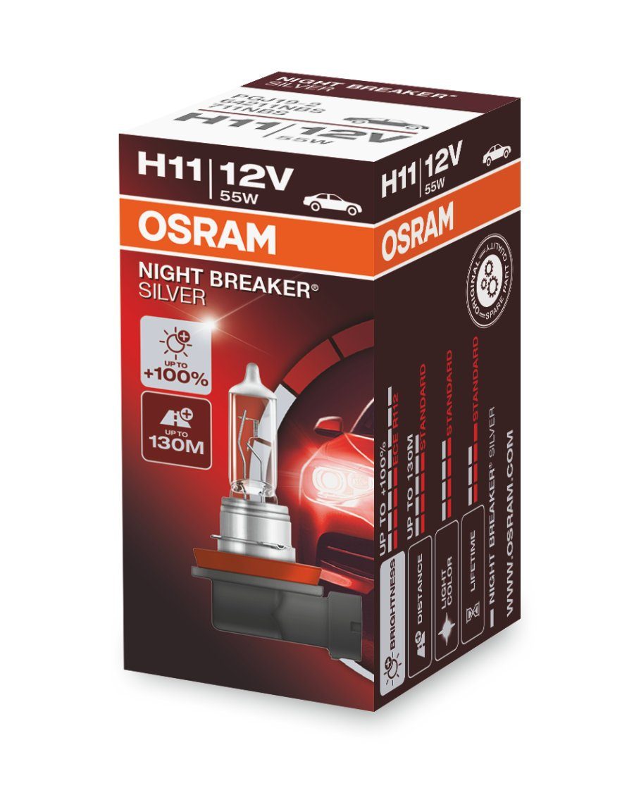 Osram Halogenlampe OSRAM NIGHT BREAKER SILVER H11 PGJ19-2 12 V/55 W ...
