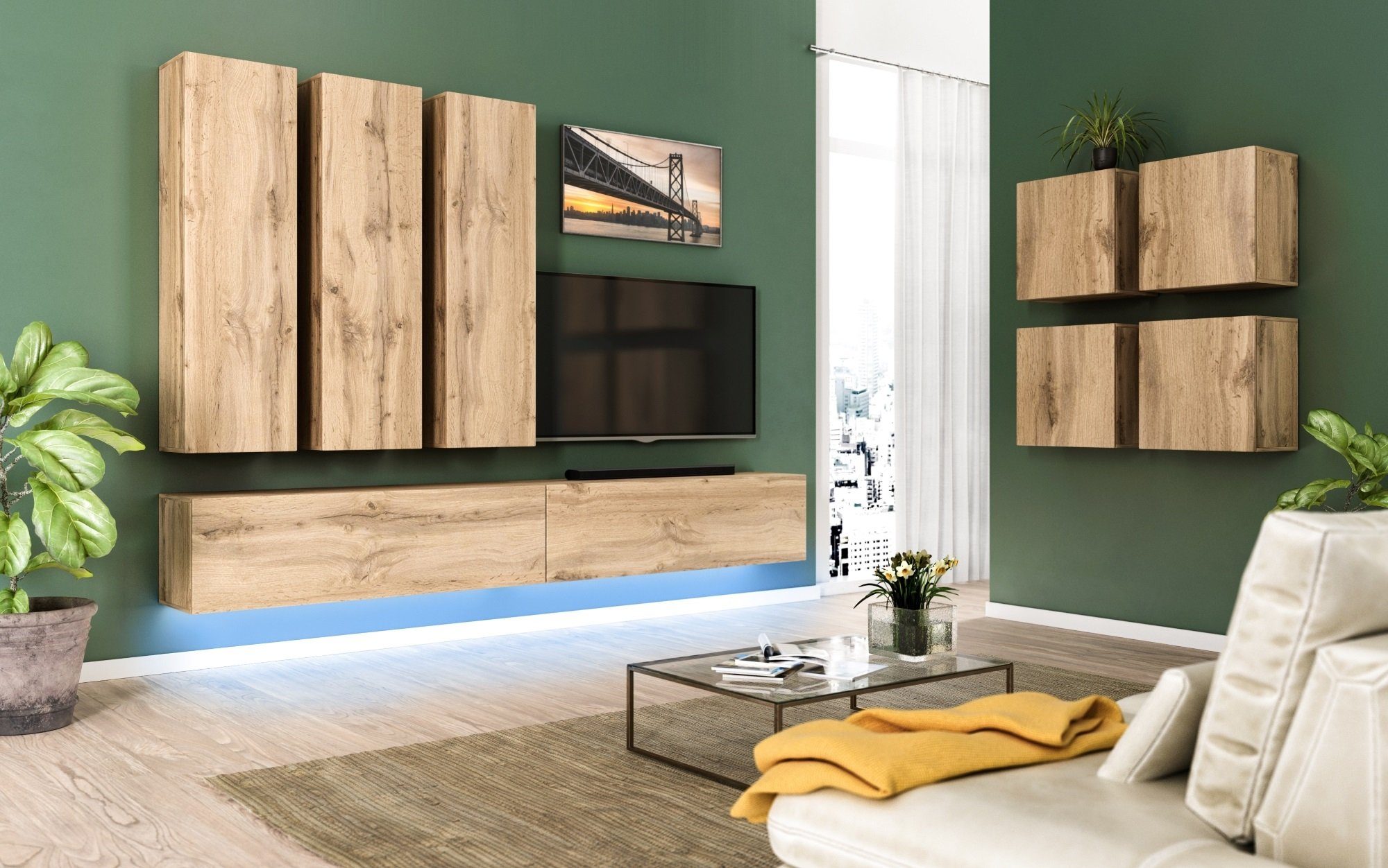 Domando Wohnwand Wohnwand Levico M5 9 St 9 Tlg Bestehend Aus 2