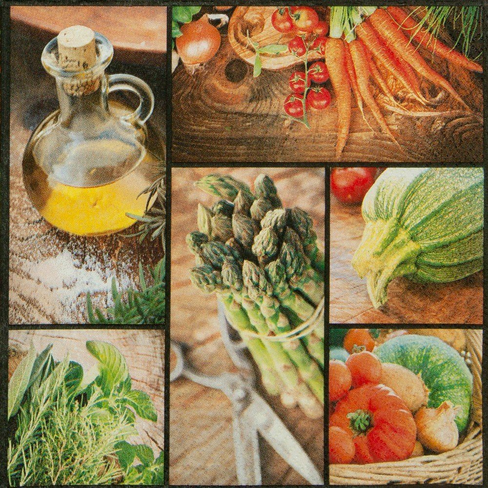 Home Fashion Papierserviette 20 Servietten Fresh Vegetables Collage