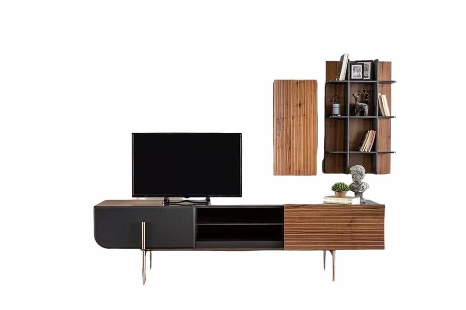 Xlmoebel Lowboard Ständer Regal Holz Sideboard Modern Braun Rtv