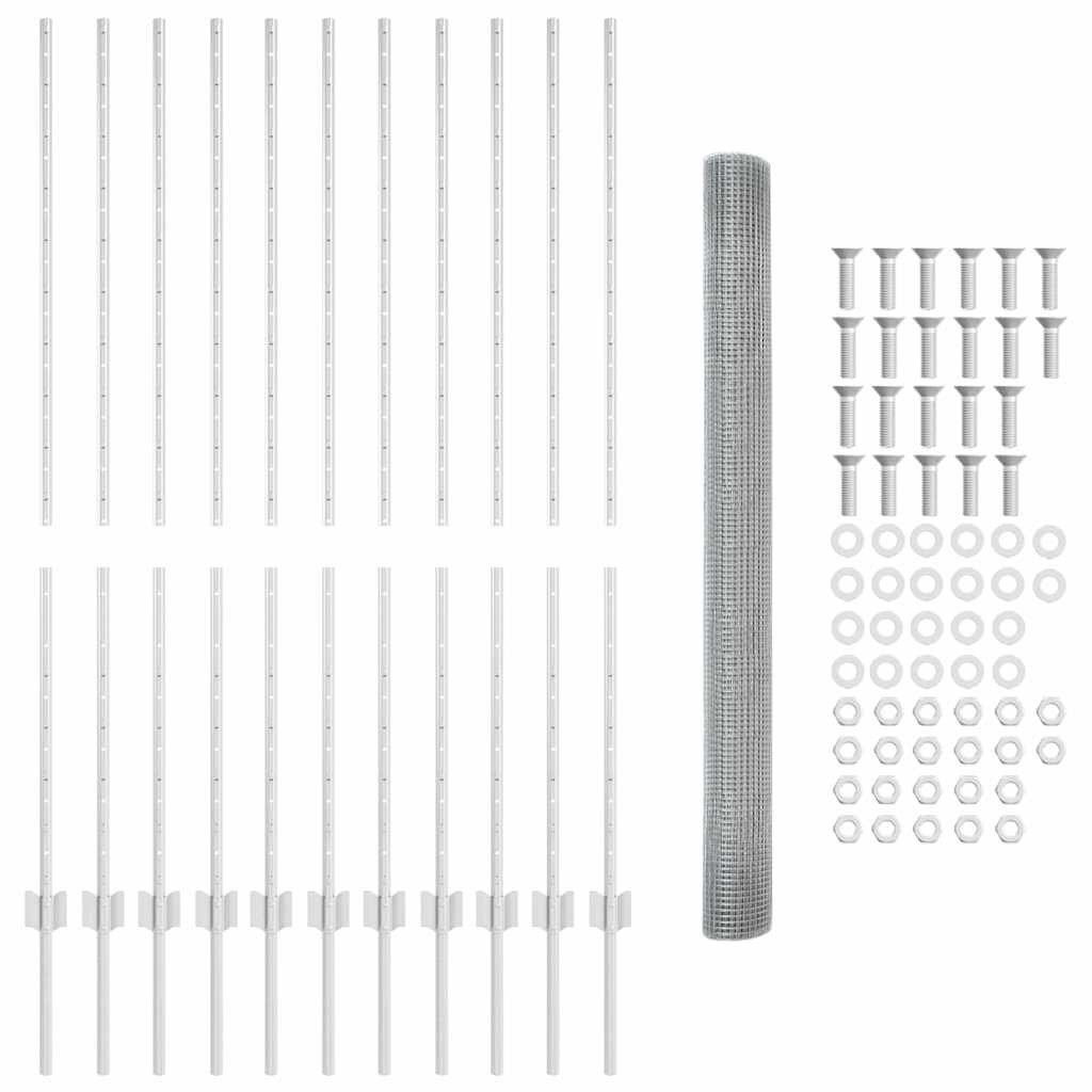 vidaXL Gartenzaun Schweißdrahtzaun mit Pfosten 25 x 1,4 m (B x H), (1 ...