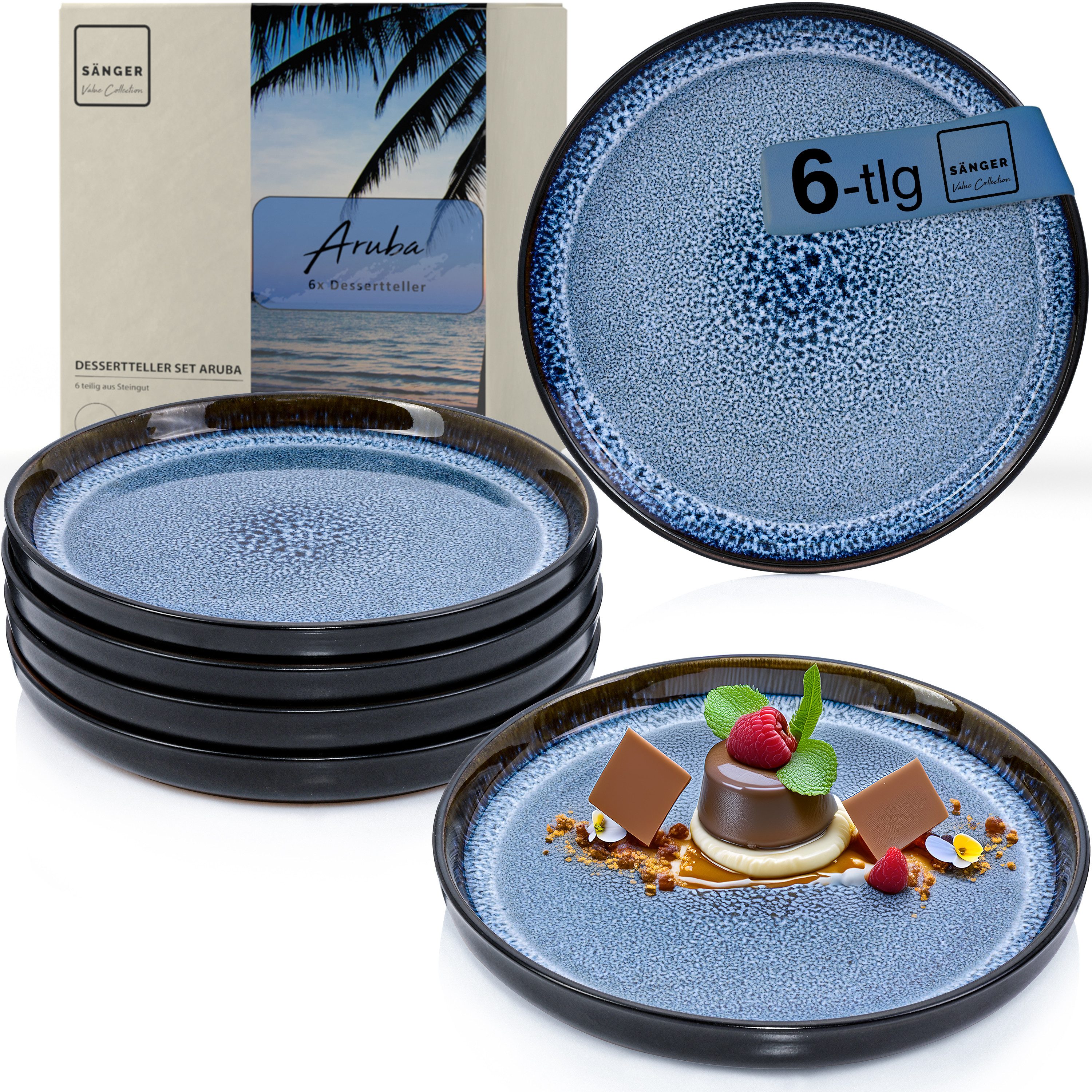 SÄnger Teller Set Aruba 6 St Dessertteller Set Steingut Handmade