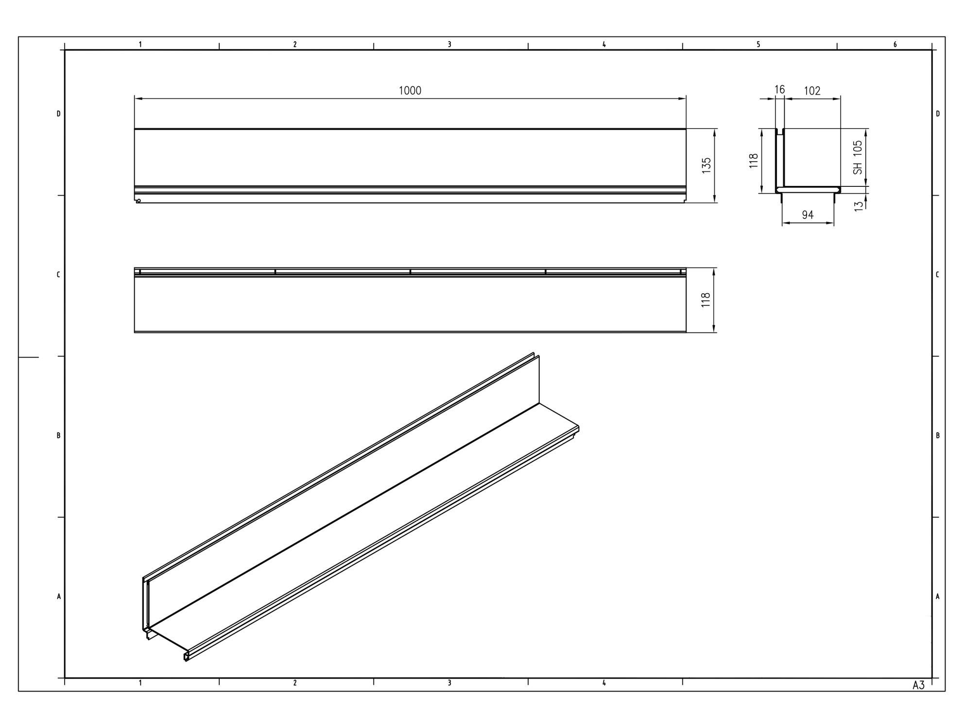 Xanie Regenrinne 3x1m ACO Hexaline 2.0 Entwässerungsrinne ...