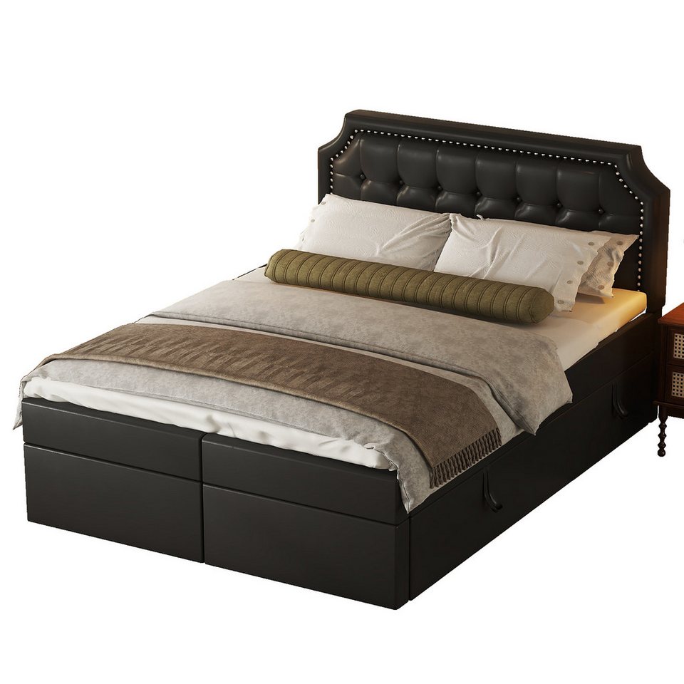 Rutaqian Stauraumbett Boxspringbett Polsterbett Doppelbett Metallbett