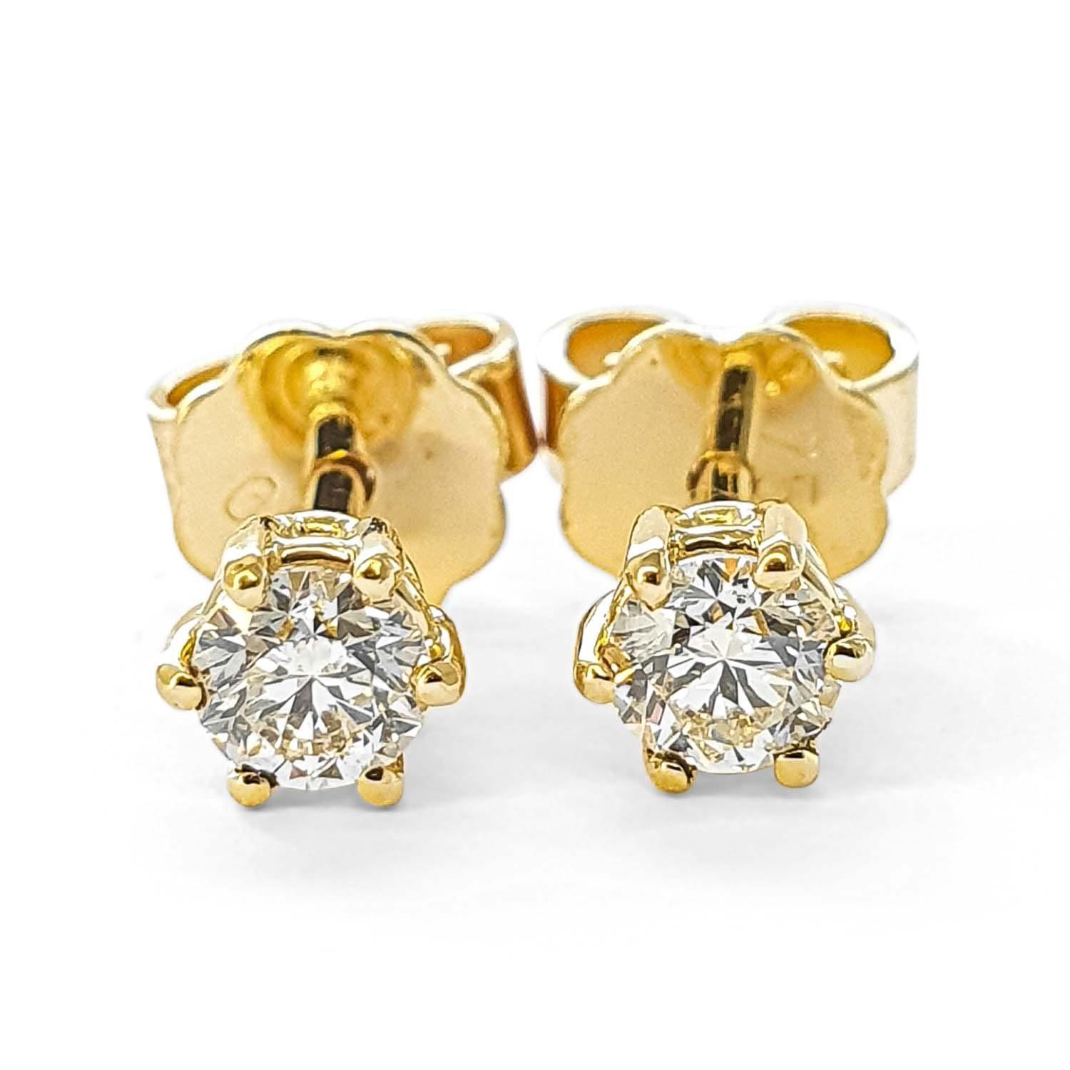 Webgoldschmied Paar Ohrstecker Diamant Ohrstecker 750 Gold mit 2 Diamanten Brillanten 0,40 F/IF