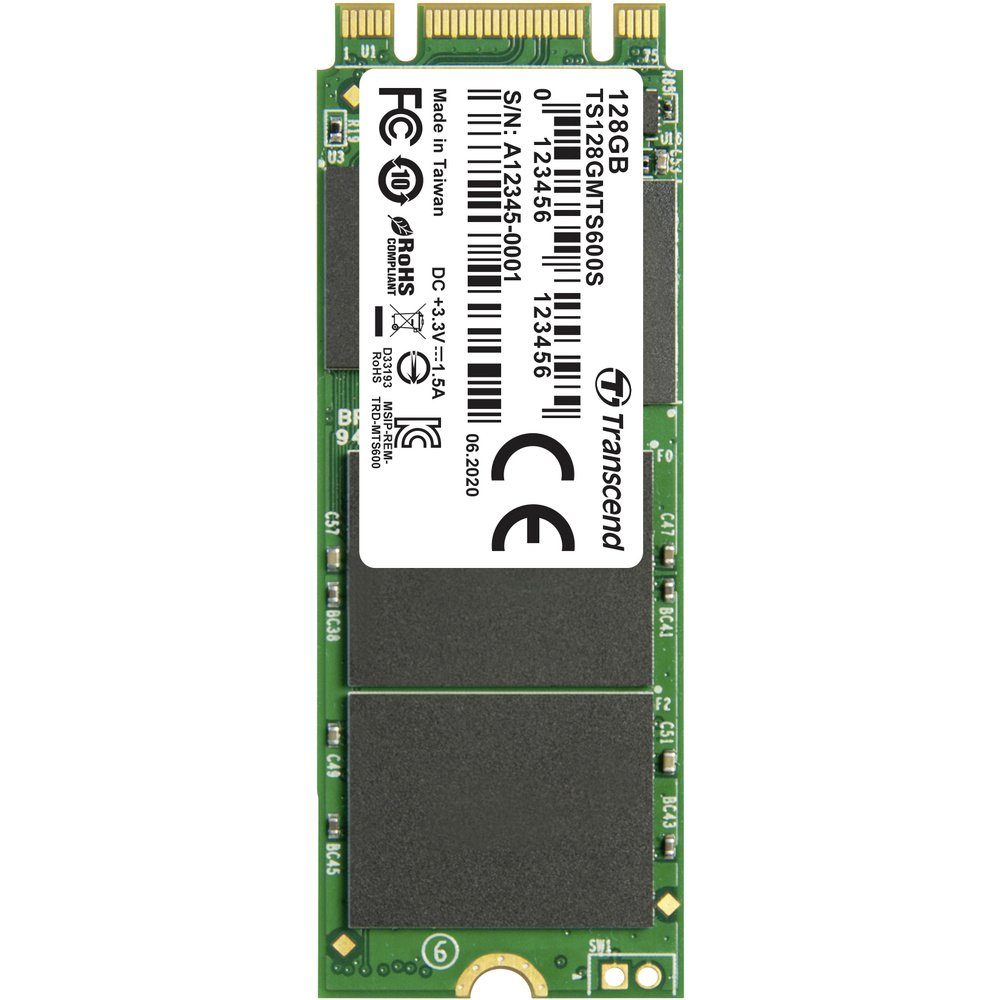 Transcend M.2 SSD 600S 128 GB SSD-Festplatte (128 GB) Steckkarte"