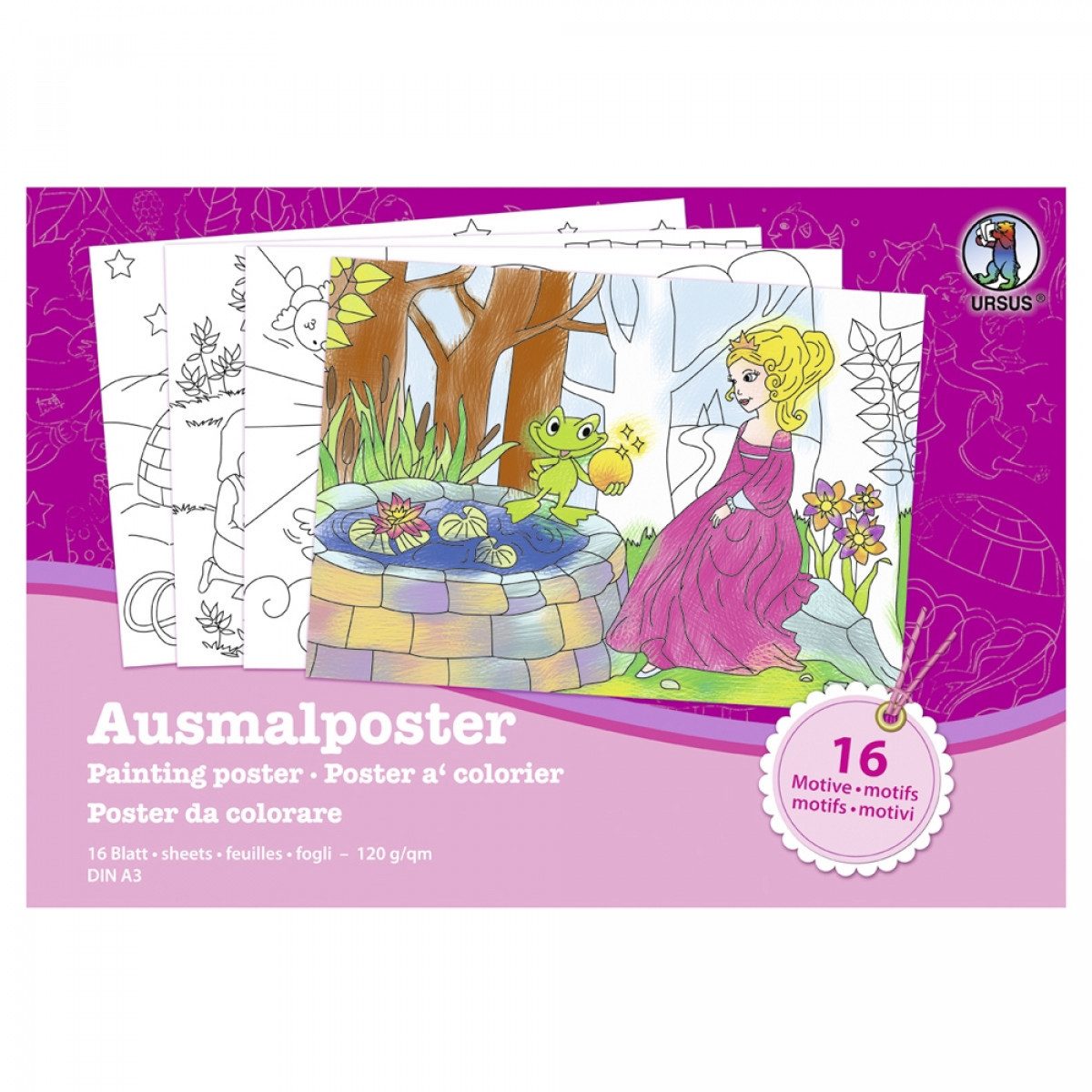 Ursus Bastelnaturmaterial Ursus Ausmalposter Mädchen A3 16bl