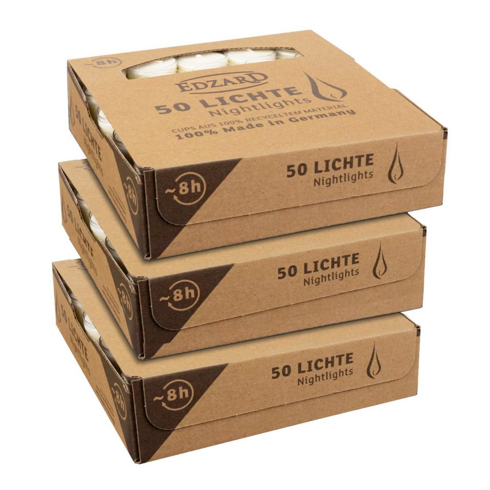 Edzard Teelicht Teelichter 150 Stück Set 3 X 50 Stück Weiß