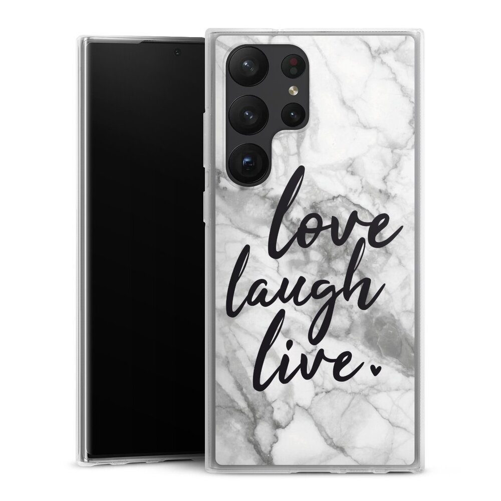 Deindesign Handyhülle Marmor Sprüche Liebe Love Laugh Live Marmor