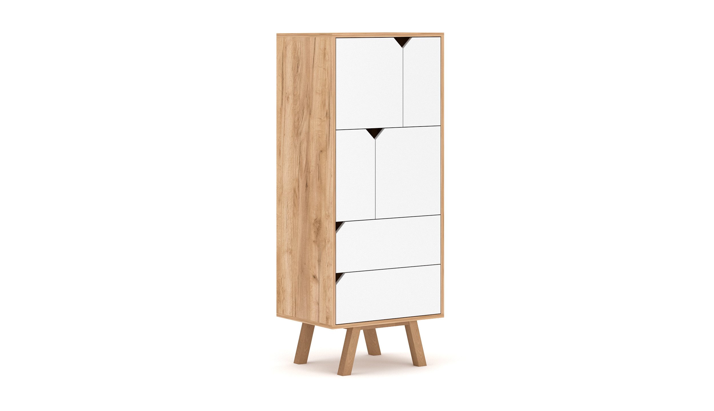 Vivente Möbel Highboard Tokio Mdf Front Weiss Korpus Eiche Breite 57 Cm