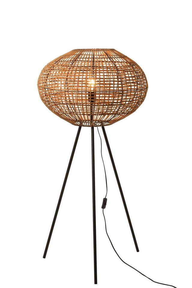 Gilde Dekoobjekt Kleine Stehlampe Im Dreibein Design Aus Rattan Und