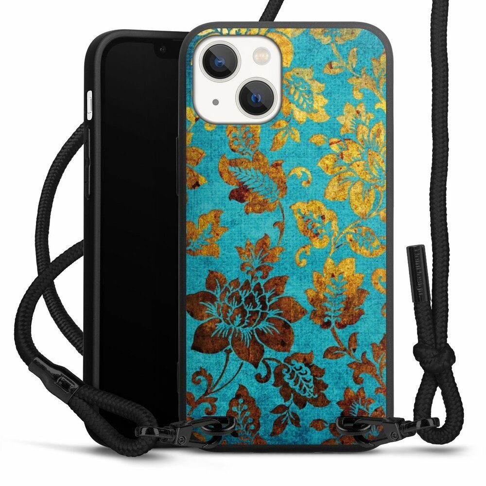 Deindesign Handyhülle Vintage Ornamente Blumen Blue Vintage Apple