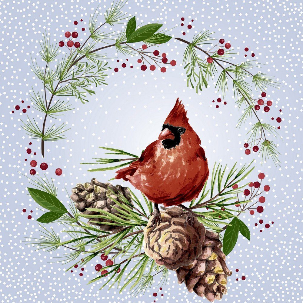 Home Fashion Papierserviette 20 Servietten Winter Cardinal 33x33cm 20 St