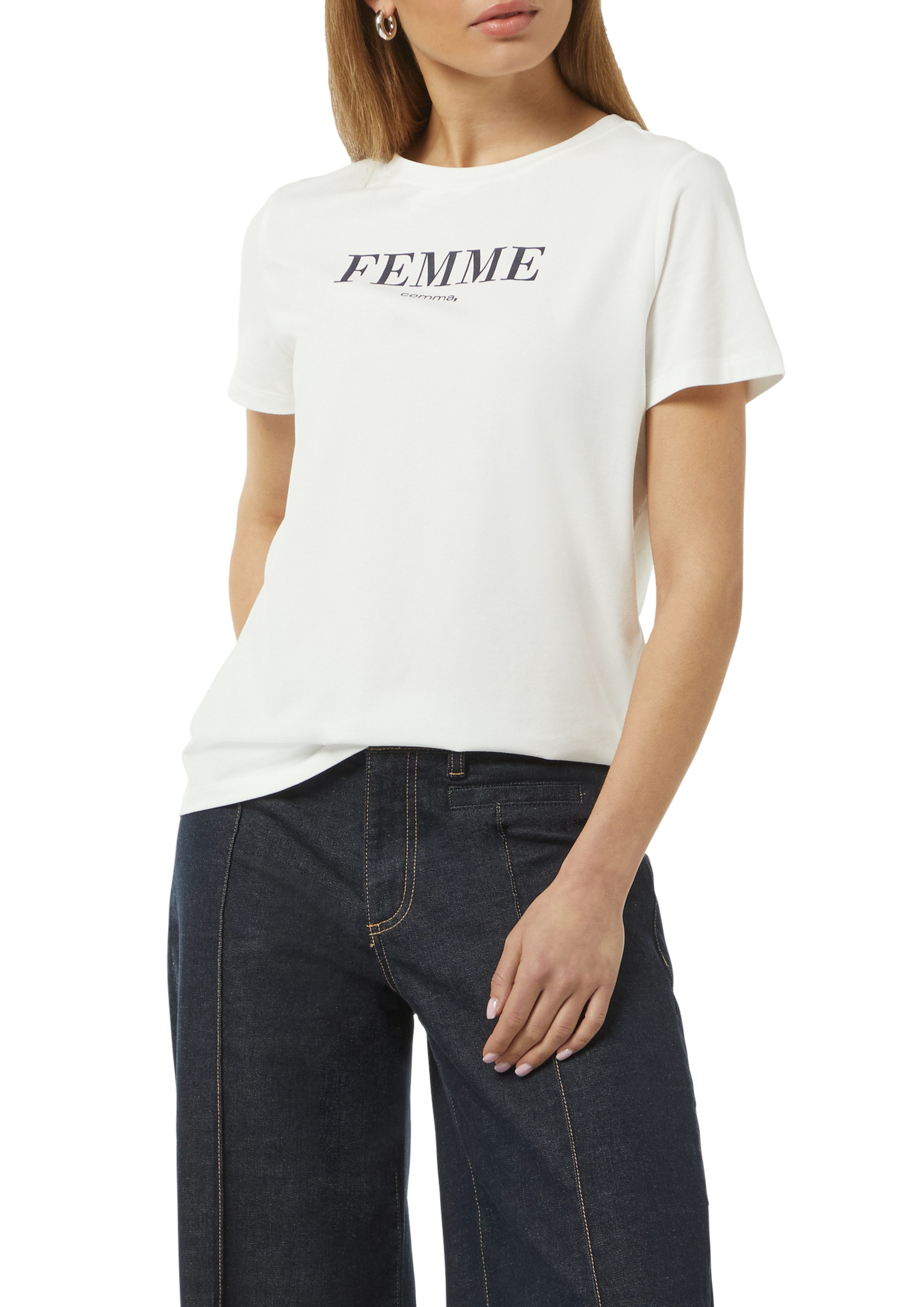 Comma T-Shirt, Aus elastischer Baumwollmischung mit Stretch-Anteil für ...