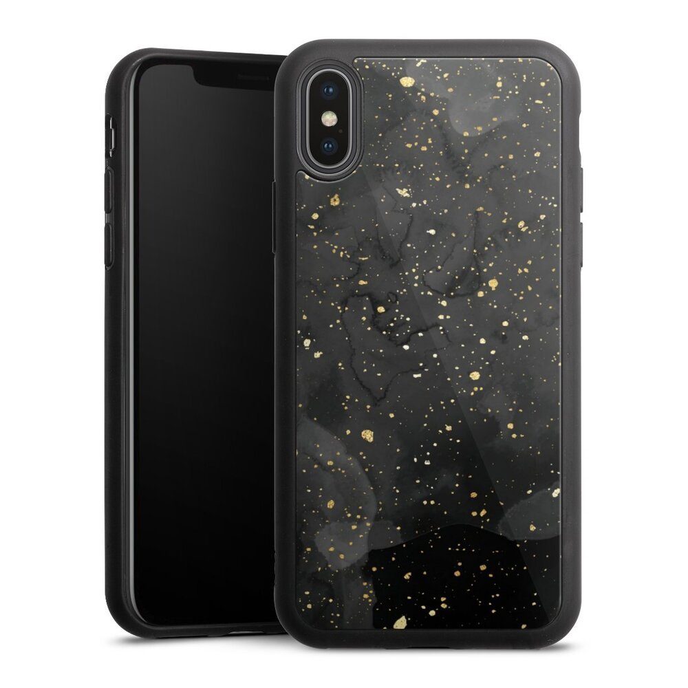 Deindesign Handyhülle Marmor Glitzer Look Gold And Kupfer Marble Black