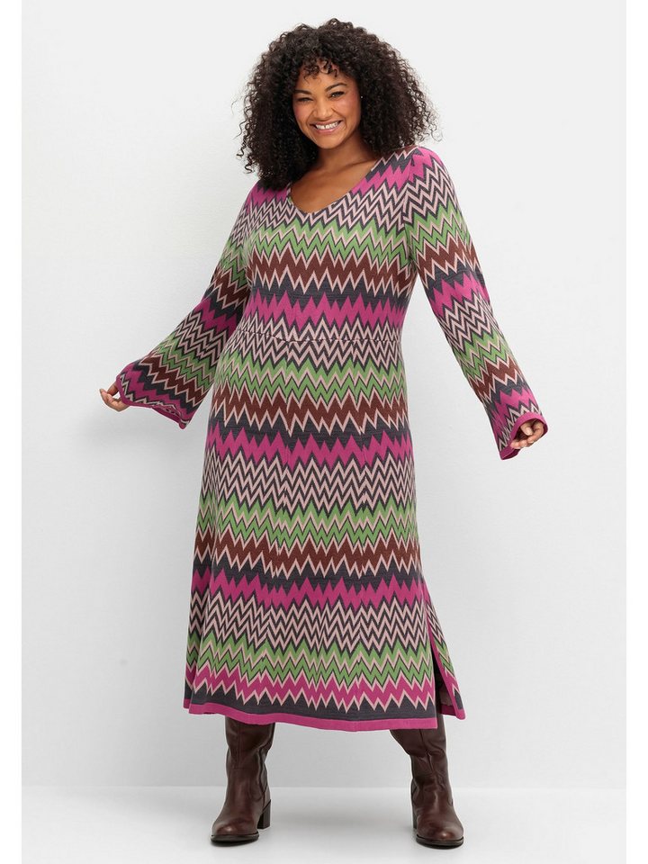 Sheego By Joe Browns Strickkleid Große Größen Im Zickzack Muster