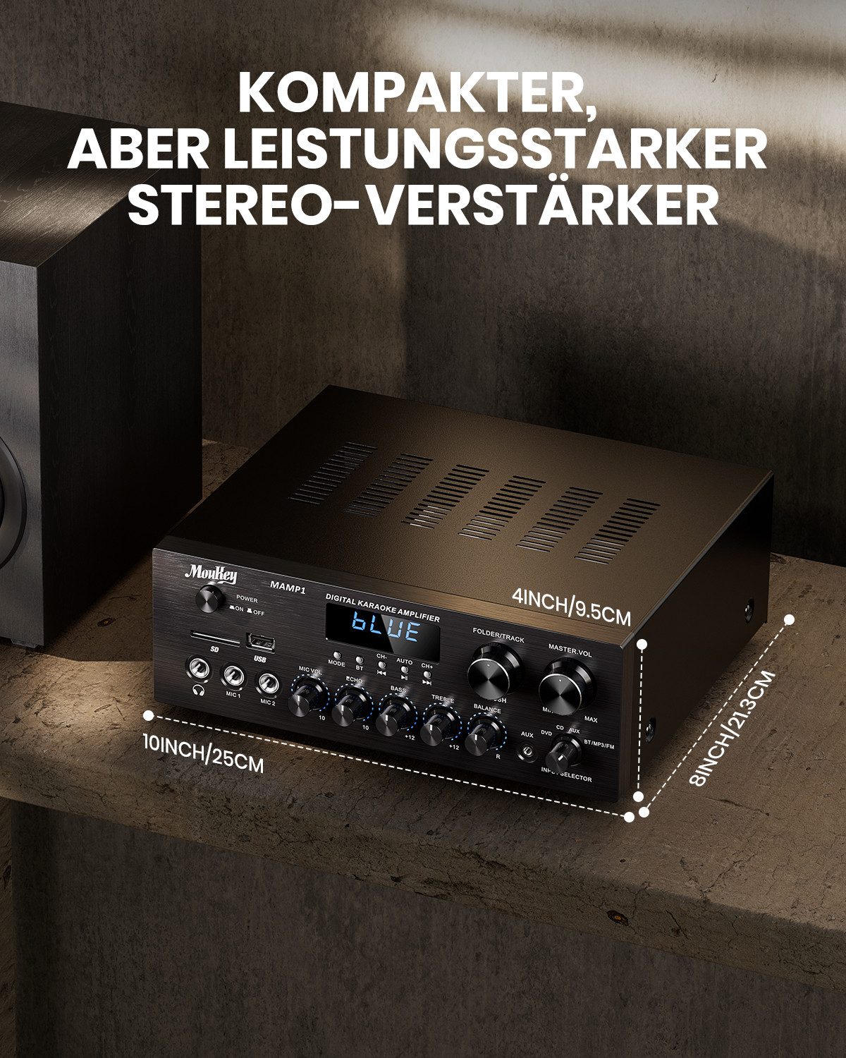 Moukey MAMP1 2-Kanal Stereo-Verstärker Leistungsverstärker Bluetooth ...