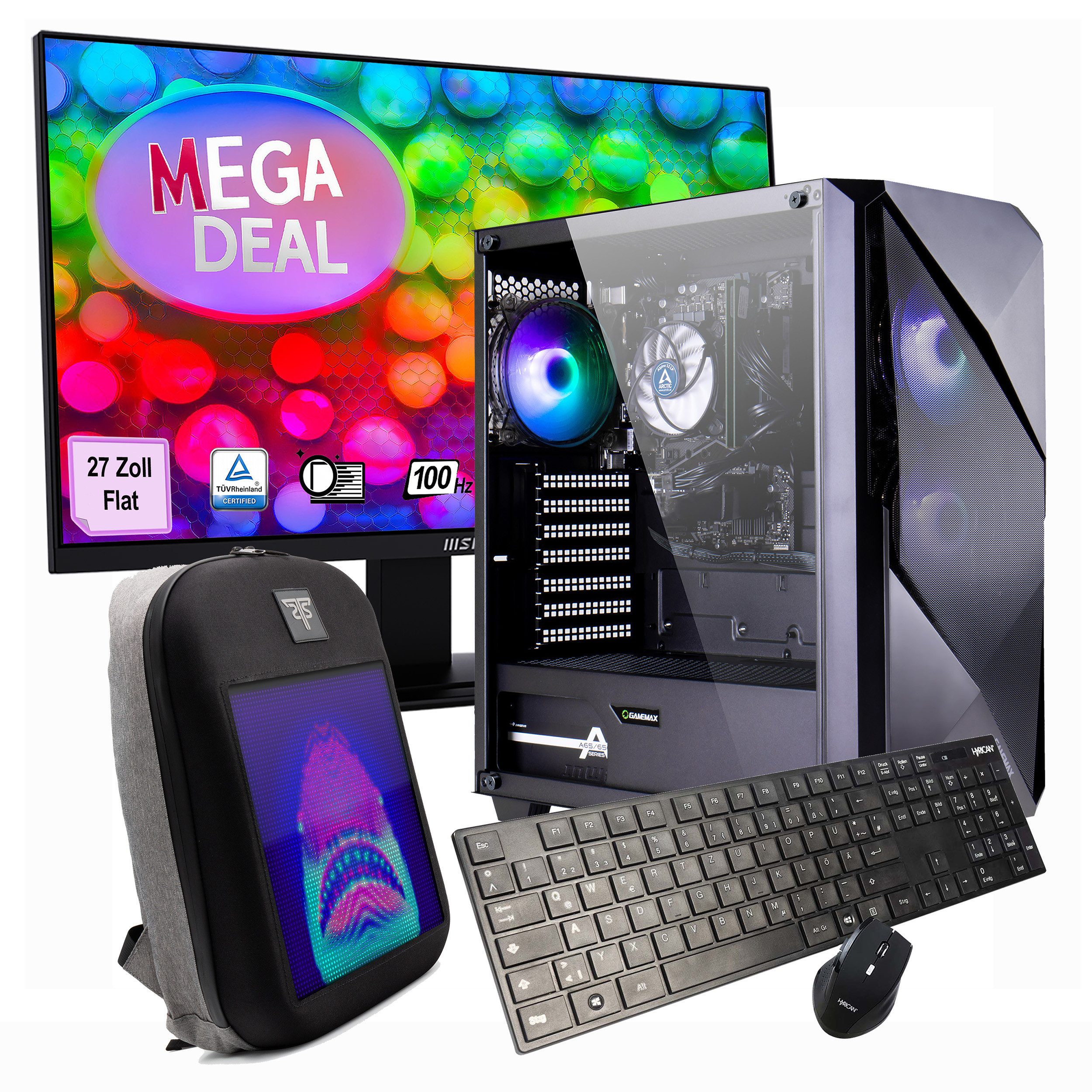 GAMEMAX MegaDeal Striker SET2591 PC-Komplettsystem (27", AMD Ryzen 5 5600G, Radeon Graphics on ...