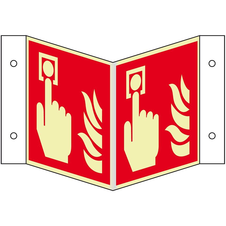 König Werbeanlagen Hinweisschild PERMALIGHT® power Nasenschild Brandmelder, ASR/ISO, Alu, 200x200mm