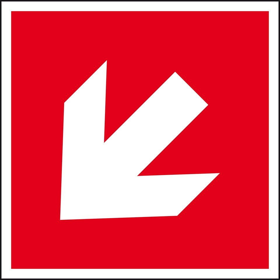 König Werbeanlagen Hinweisschild Brandschutzzeichen Richtung diagonal,ASR,Folie,selbstklebend ...