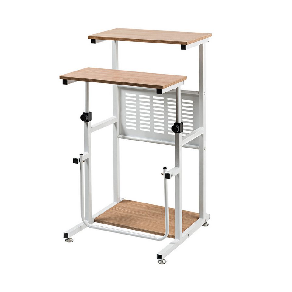 Costway Schreibtisch Höhenverstellbar 68 98cm Steh Sitz Tisch 55x53x