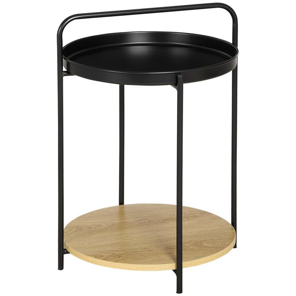 Homcom Beistelltisch Sofatisch Mit Griff 2 Abnehmbaren Tablett