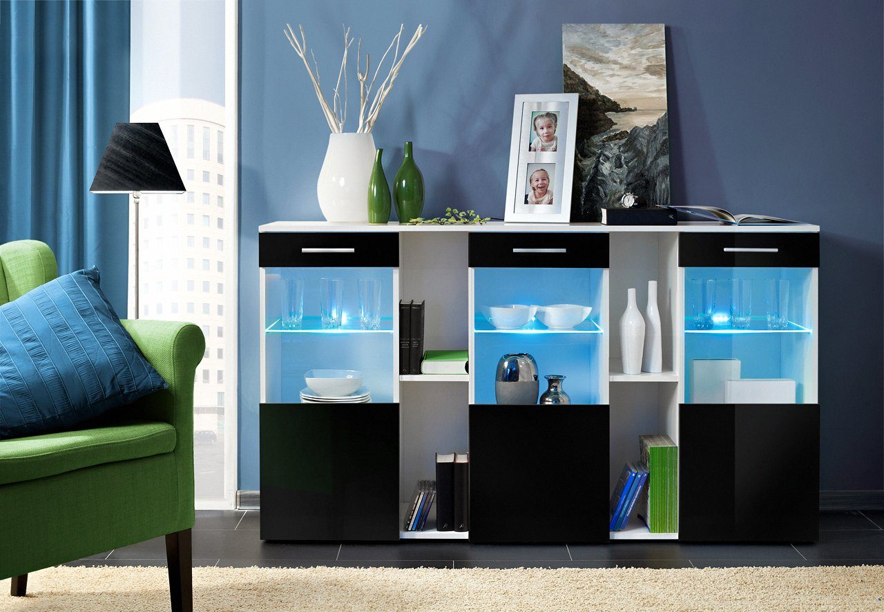 Asm Moebel Kommode Kommode Sb Dorade Mit Hochglanz Fronten Und Led