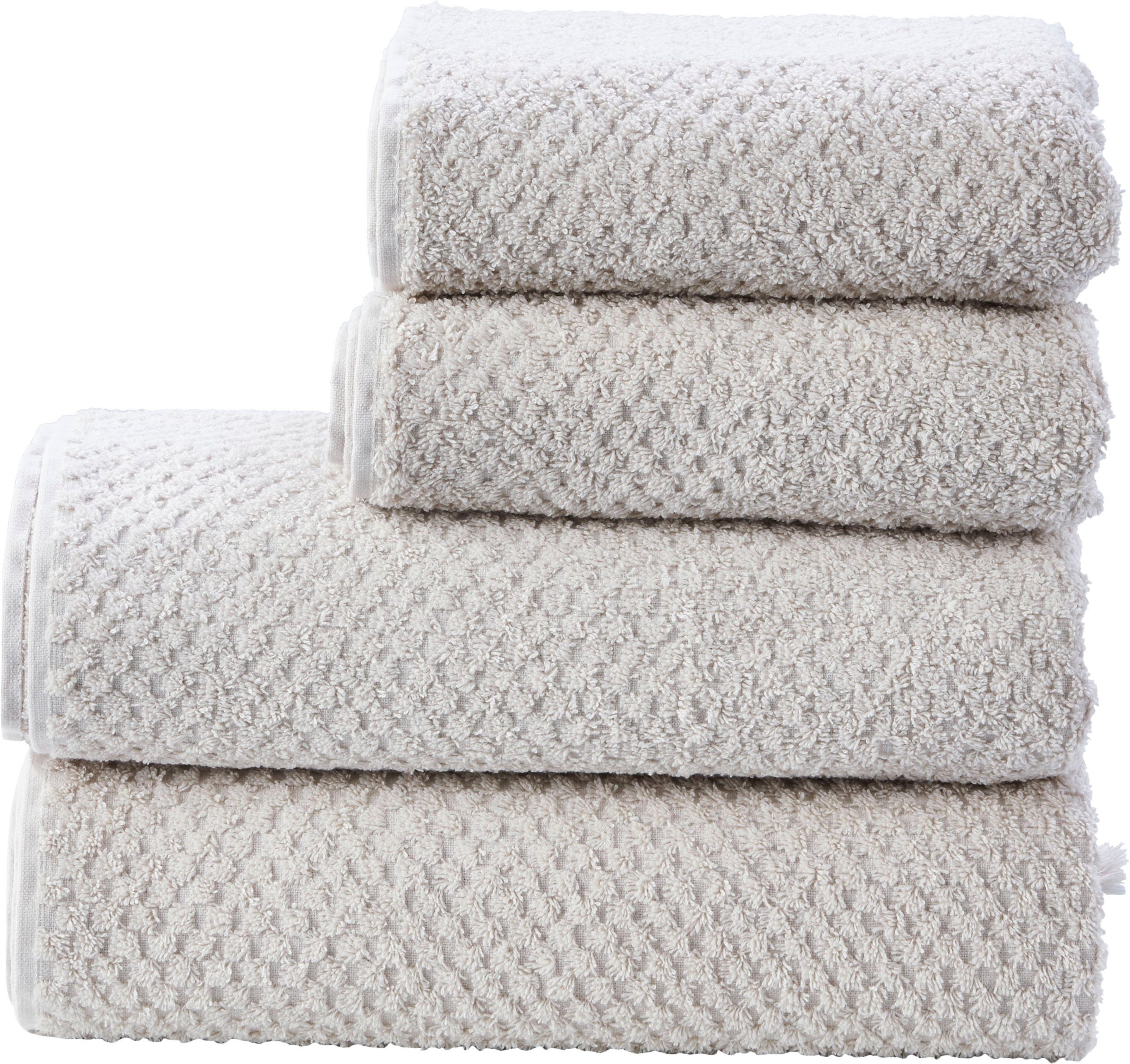 Done® Handtuch Set Provence Honeycomb Walkfrottier Set 4 St Uni