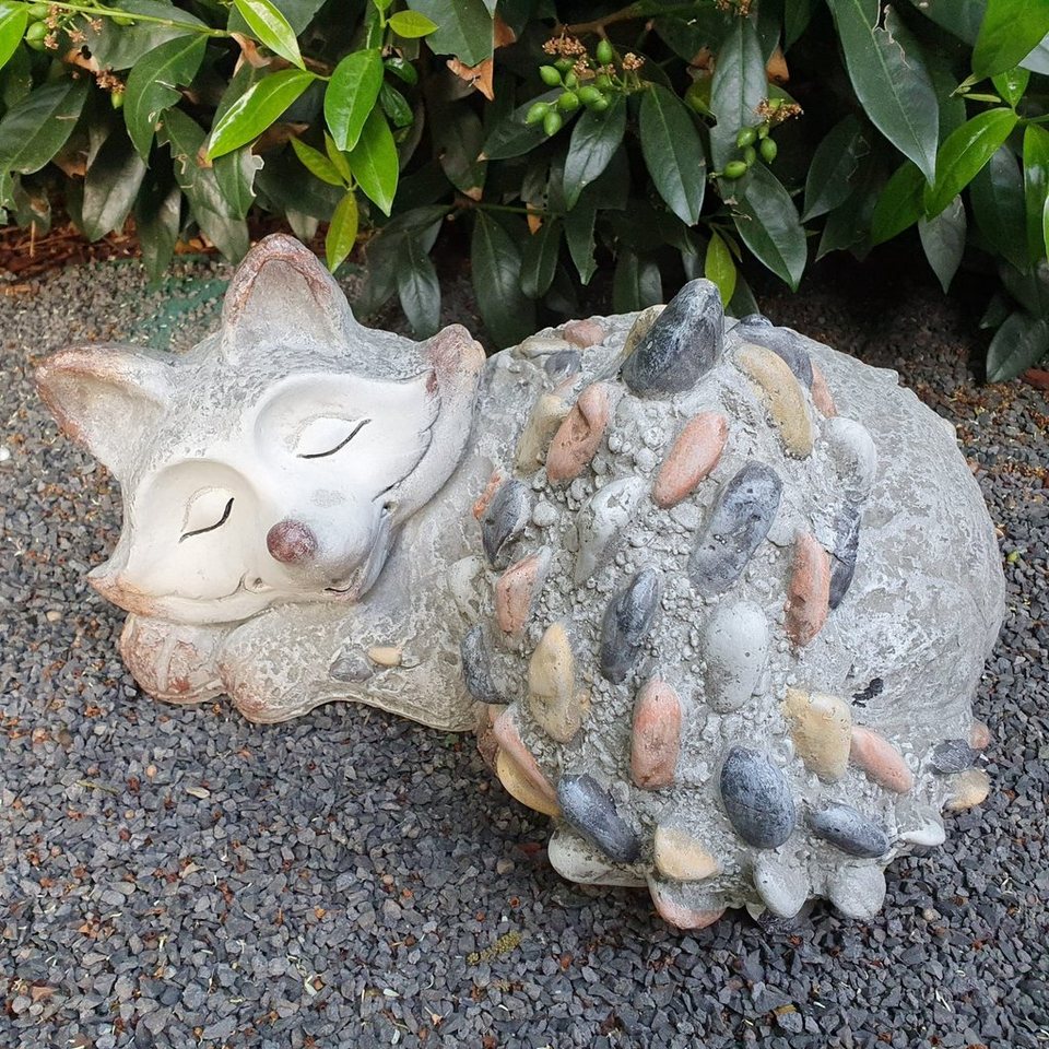Aspinaworld Gartenfigur Schlafende Fuchs Figur In Steinoptik 40 Cm Lang