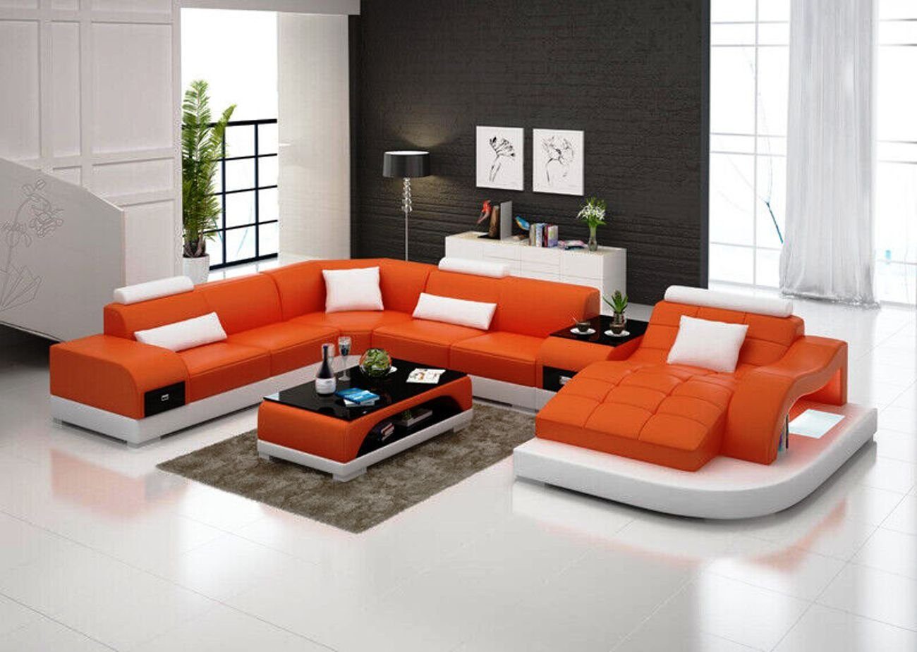 JVmoebel Ecksofa Ledersofa Couch Ecksofa Eck Garnitur Design Modern ...