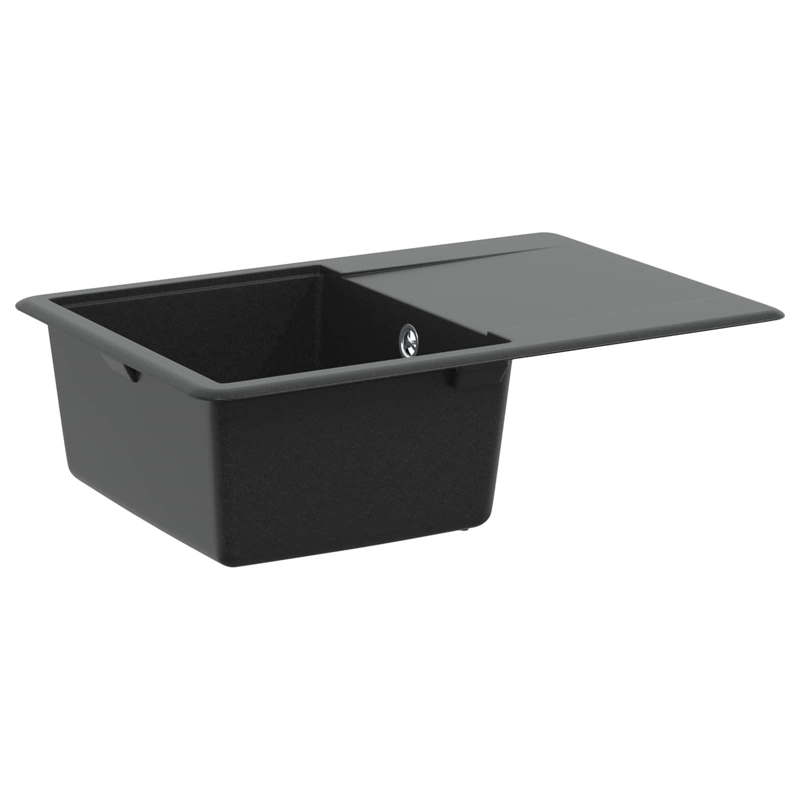 vidaXL Granitspüle Waschbecken Schwarz 795 x 505 mm Granit ...