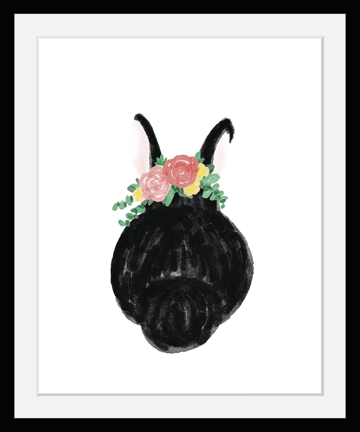 queence Bild mit Rahmen Hasenkopf mit Blumen - Ostern - Gerahmter Digitaldruck - Wandbild, Hase ...
