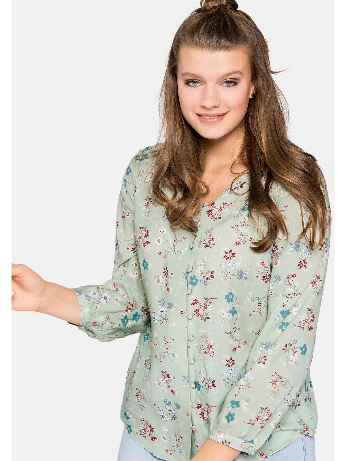 Sheego Langarmbluse Bluse Mit V Ausschnitt