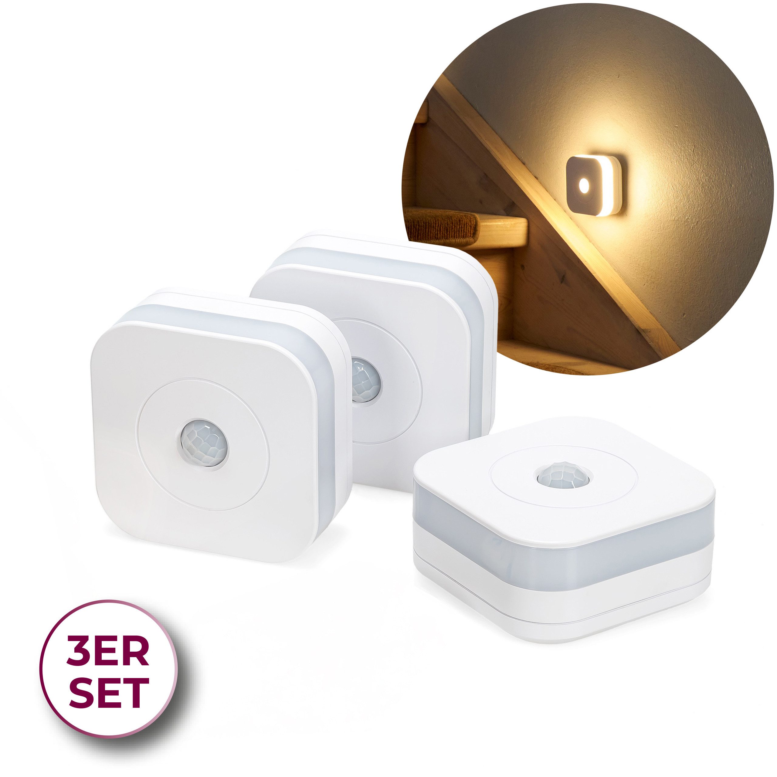 IC Home LED Nachtlicht LED Nachtlicht mit Bewegungsmelder für Innen und Außen (IP44), LED fest ...