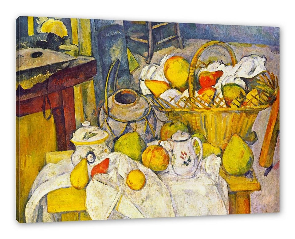 Pixxprint Leinwandbild Paul Cézanne Stillleben Mit Korb Paul Cézanne