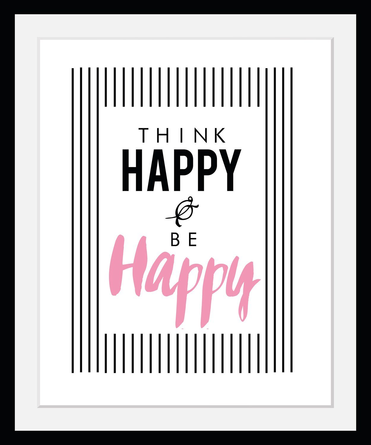 queence Bild mit Rahmen Think Happy & be Happy - Gerahmter Digitaldruck - Wandbild, Spruch (1 St ...