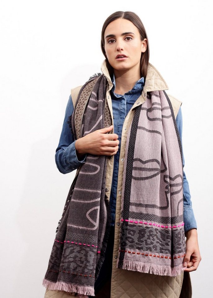 Codello Modeschal Handbestickter Jacquard Schal 1 St Hochwertiges