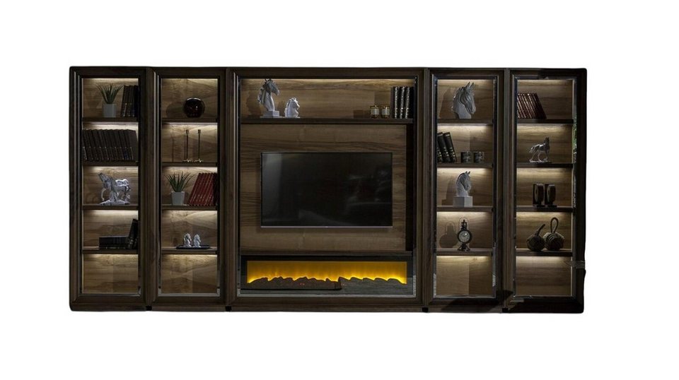 Jvmoebel Wohnwand Luxus Wohnwände Schrank Wand Wohnwand Mit Kamin