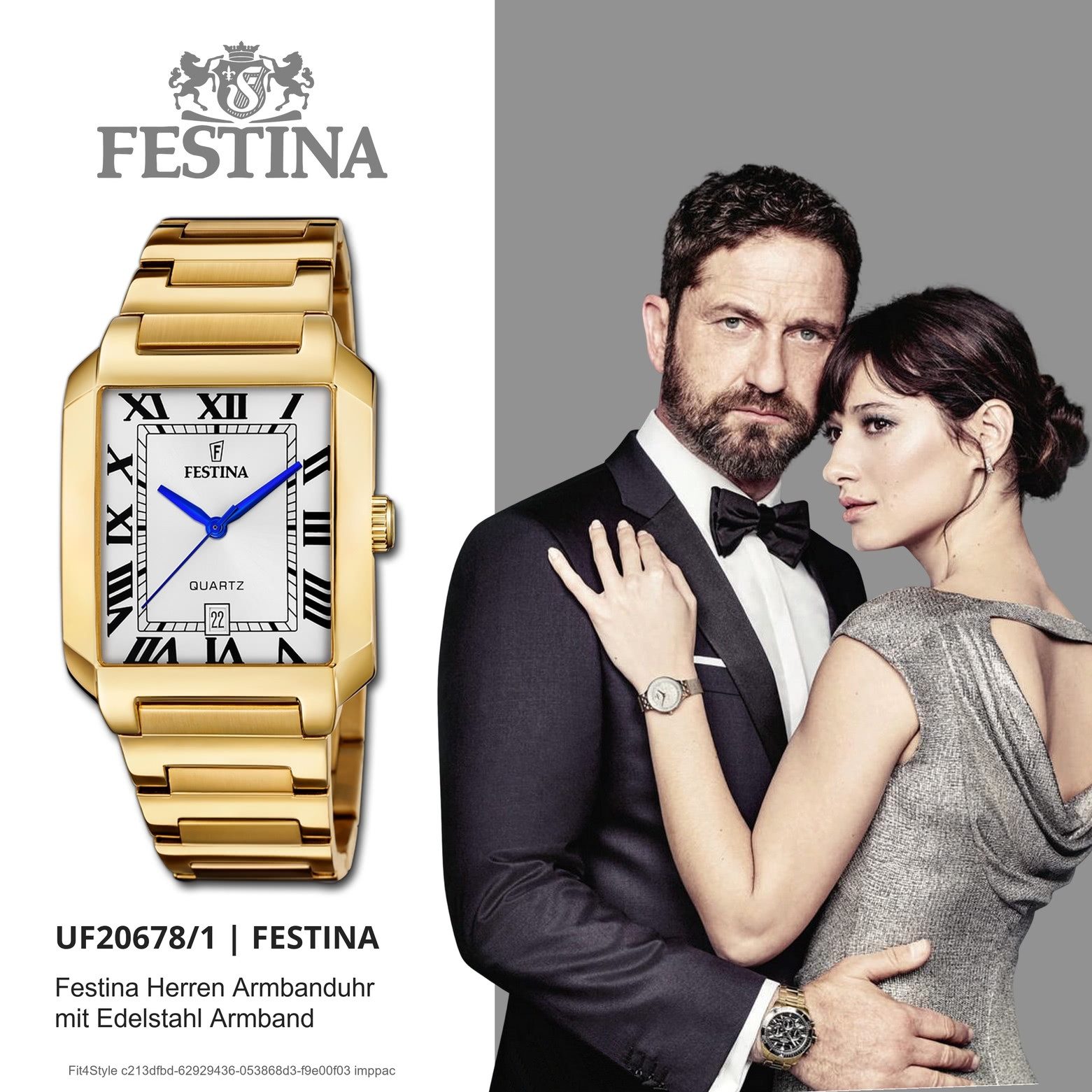 Festina Quarzuhr Festina Herrenuhr Edelstahl gold Festina, (Analoguhr ...