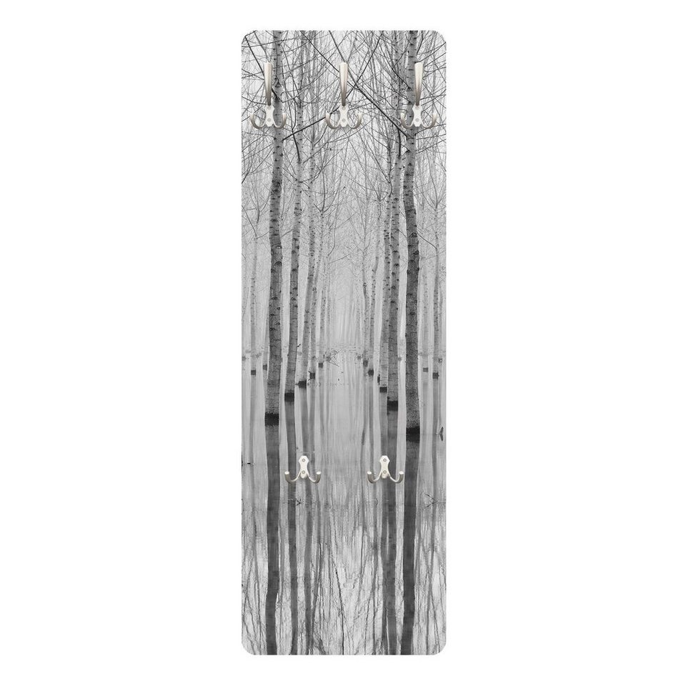 Bilderdepot24 Garderobenpaneel Schwarz Weiß Bäume Wald Kunst Natur