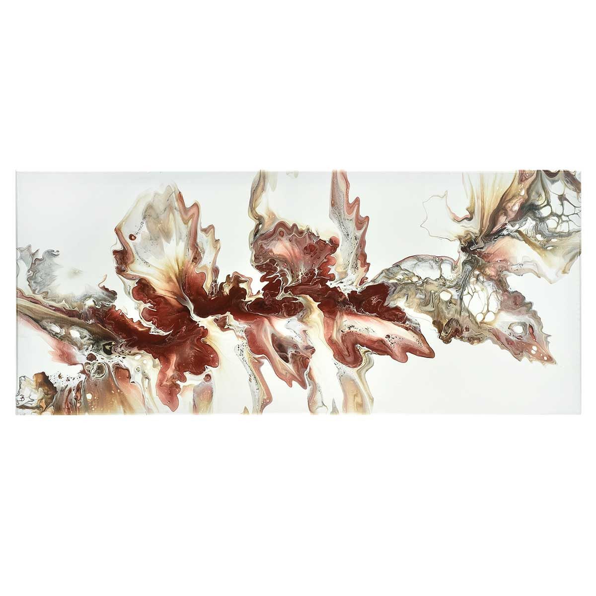 Raumzutaten Leinwandbild Acryl Pouring Bild 70x30cm "Sepia Flow" Unikat, abstrakt, Wanddeko ...