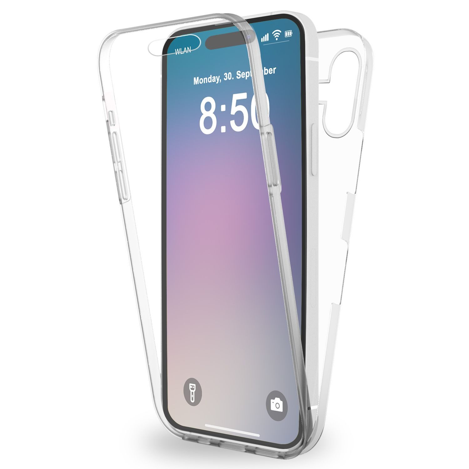 Nalia Smartphone-Hülle Apple iPhone 15 Pro Max, Klare 360 Grad Hülle ...