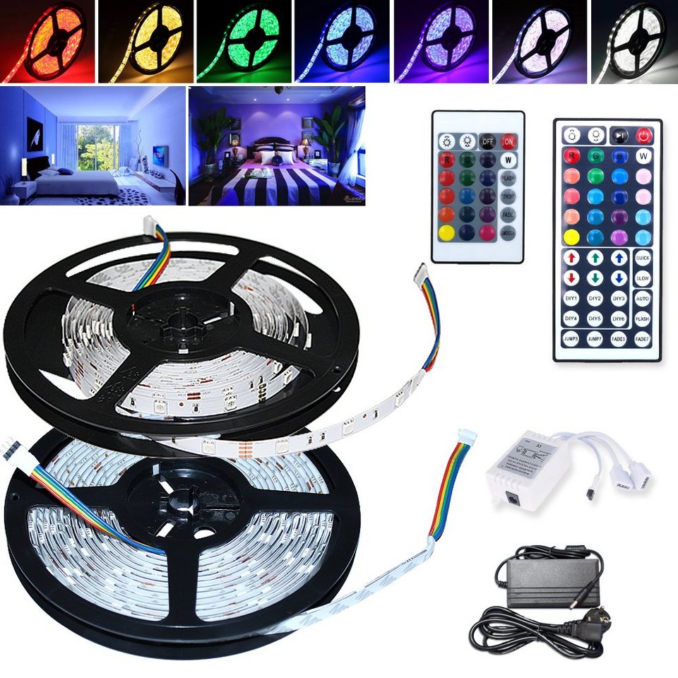Clanmacy Led Stripe 1 10m Led Streifen Set Rgb Led Stripe 5050smd Ip20