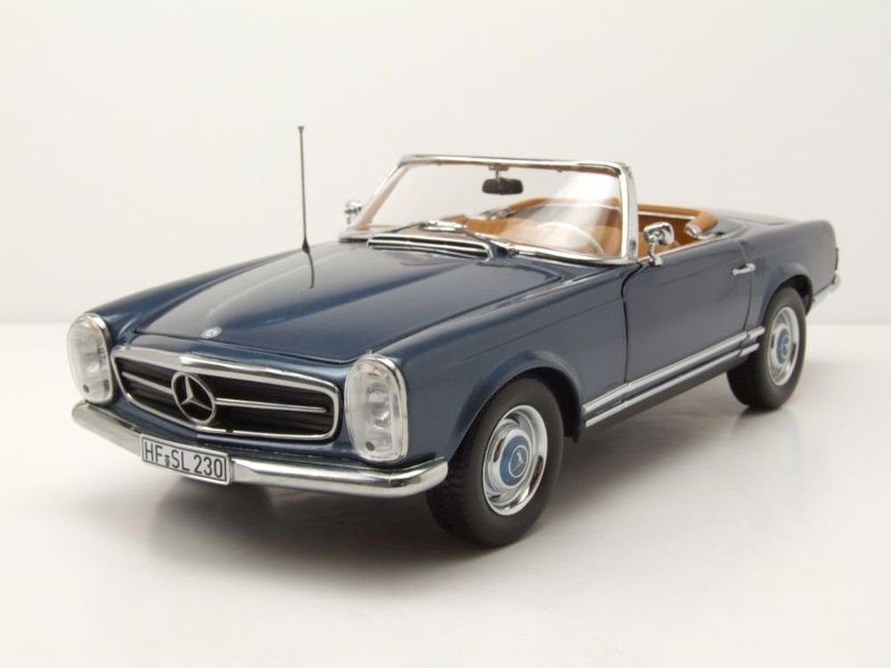 Norev Modellauto Mercedes 230 SL Pagode W113 Cabrio 1963 blau metallic Modellauto 1:18, Maßstab 1:18