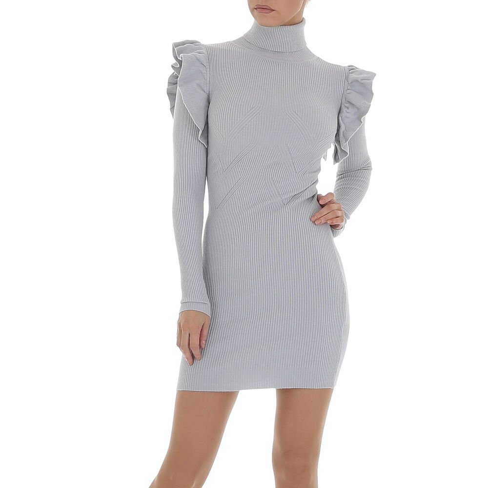 Ital Design Strickkleid Damen Freizeit Volants Stretch Strickoptik