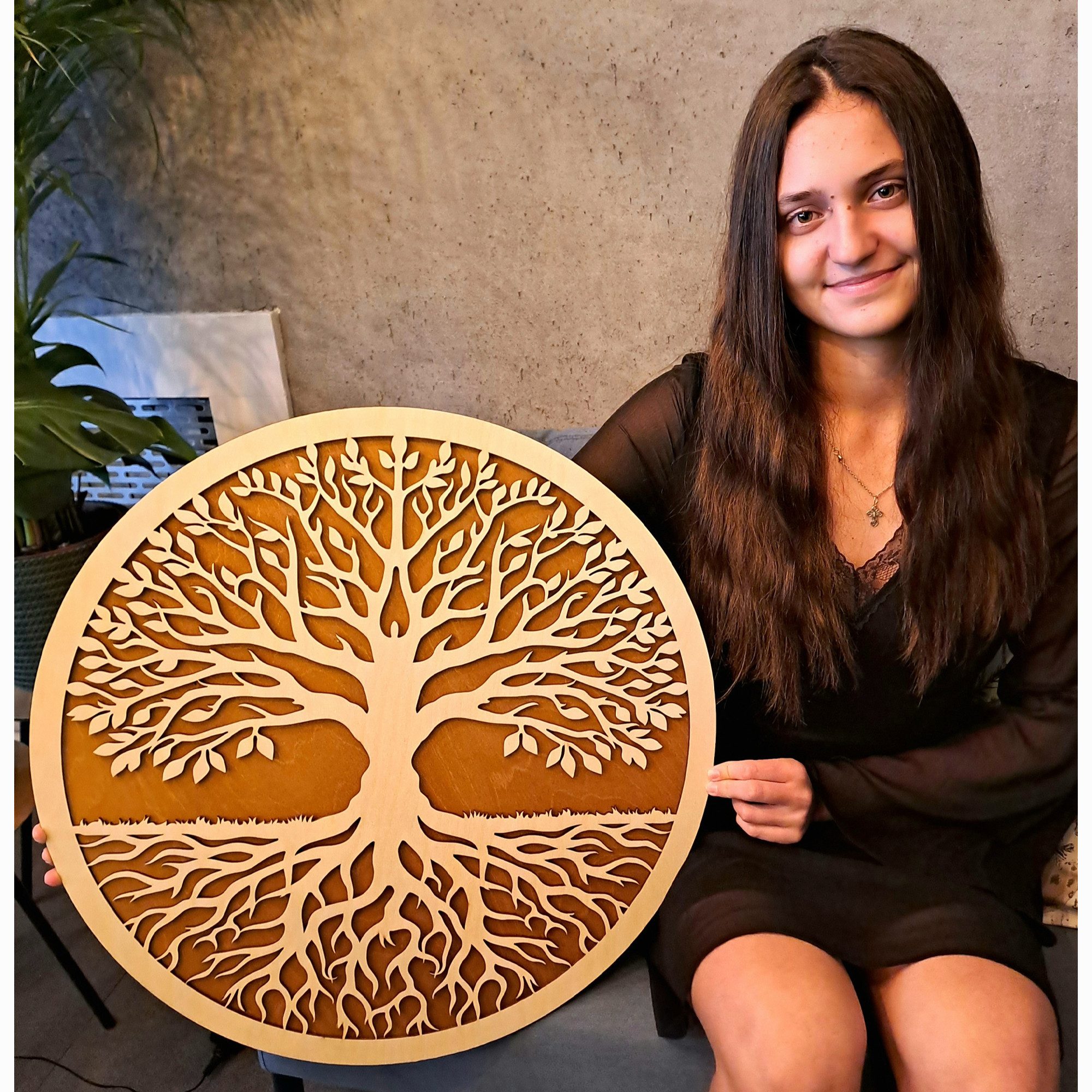 ORNAMENTI Wanddekoobjekt HANDMADE 3D WANDDEKO, Baum des Lebens, grosse moderne boho Holz ...