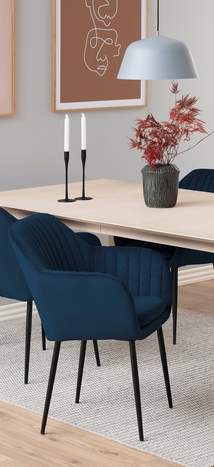 Actona Group Armlehnstuhl In Dunkelblau Polyester Stahl 57x83x61cm
